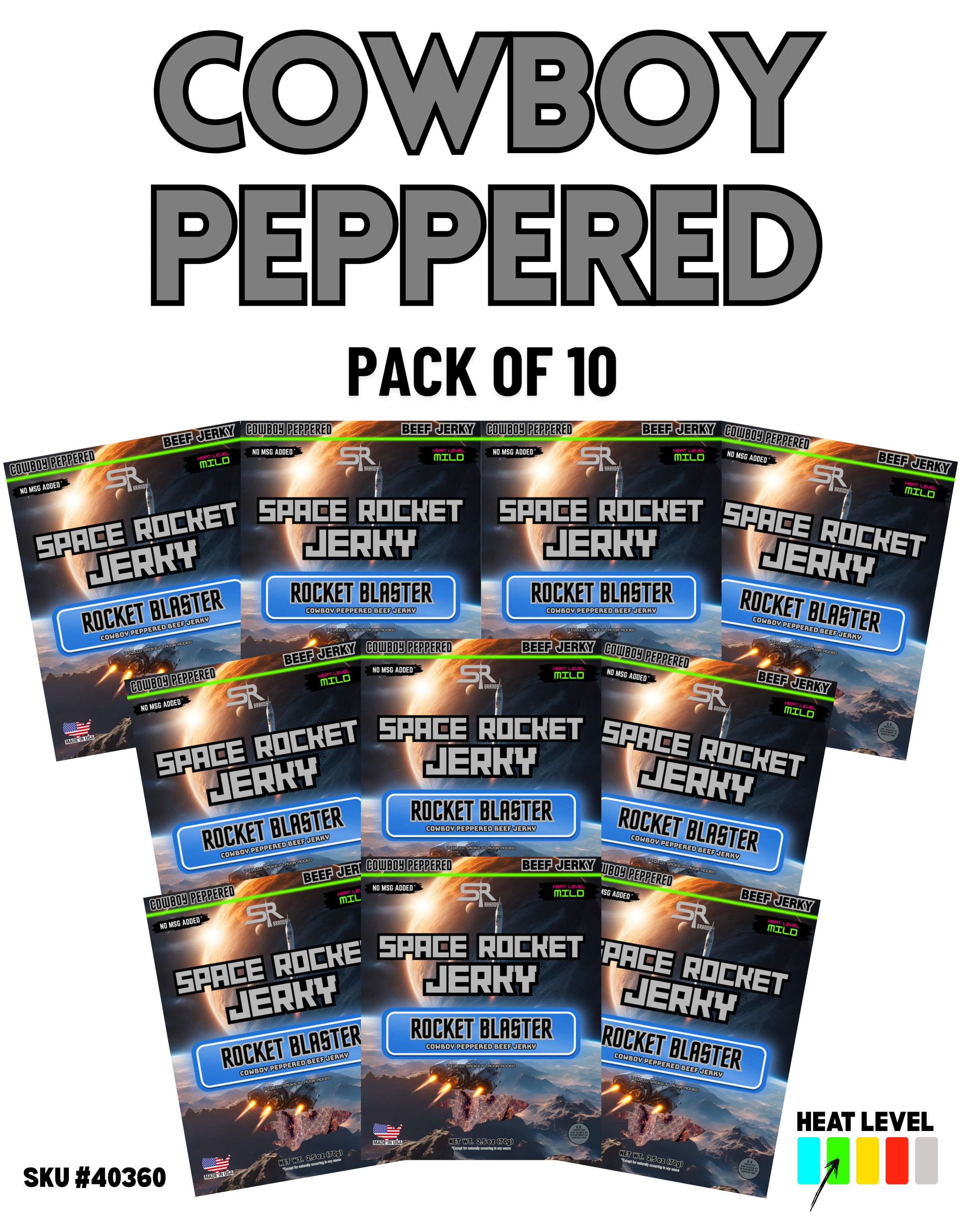 Cowboy Peppered 2.5oz 10 Pack, Beef [Rocket Blaster] – Space Rocket Brands